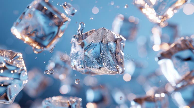 A Collection of Ice Cubes Suspended in Mid-air Stock Photo - Image of ...
