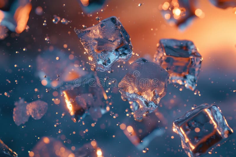 A Collection of Ice Cubes Suspended in Mid-air, with No Visible ...