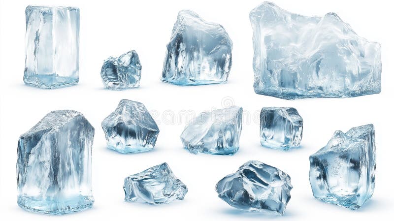 A Collection of Ice Cubes in Various Shapes and Sizes, Displayed on a ...