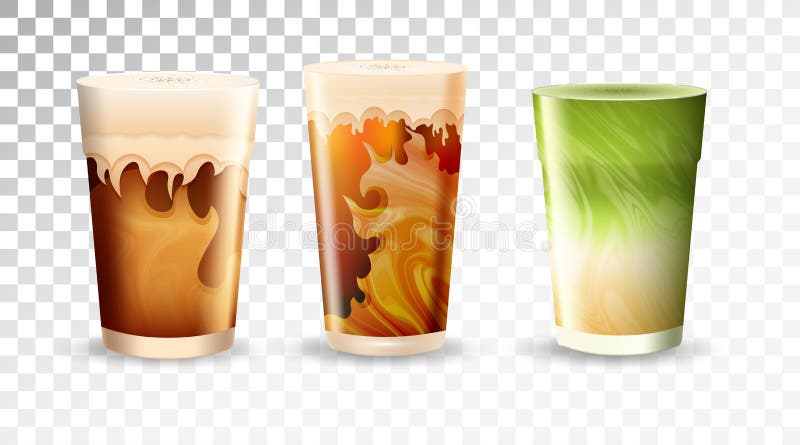 Collection of Iced Coffee Drinks Isolated. Vector Illustration Stock ...
