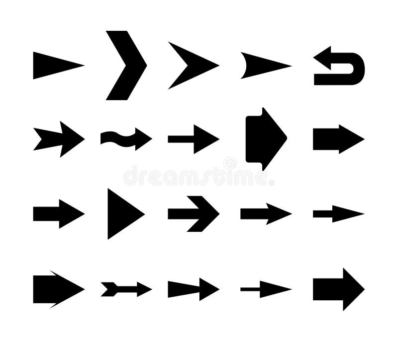 Collection Set of Different Arrows Sign Black Vector Stock Vector ...