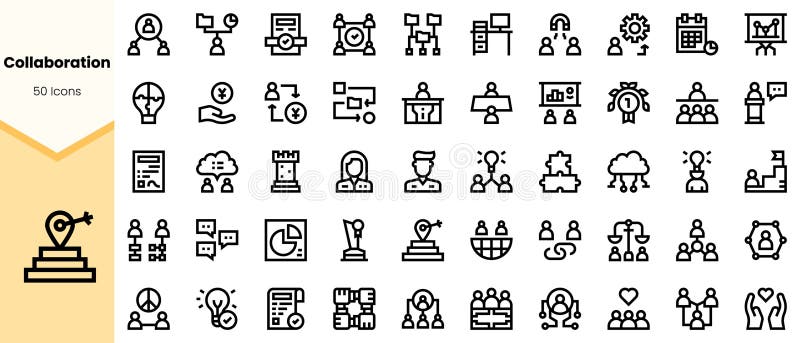 A Collection of Icons Illustrating Collaboration Concepts, Featuring ...