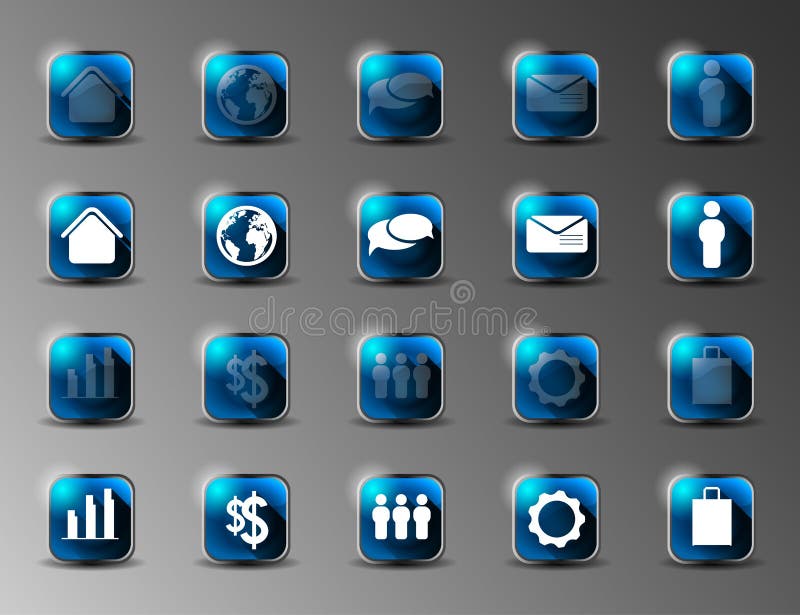 Collection of Icons with Long Shadows Stock Illustration - Illustration ...