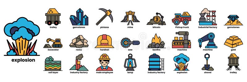 A Collection of Icons for Mining and Construction Stock Vector ...