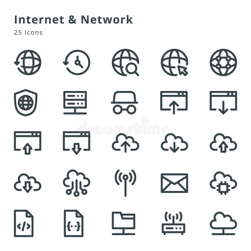 Internet and Network Icon Collection Stock Vector - Illustration of ...