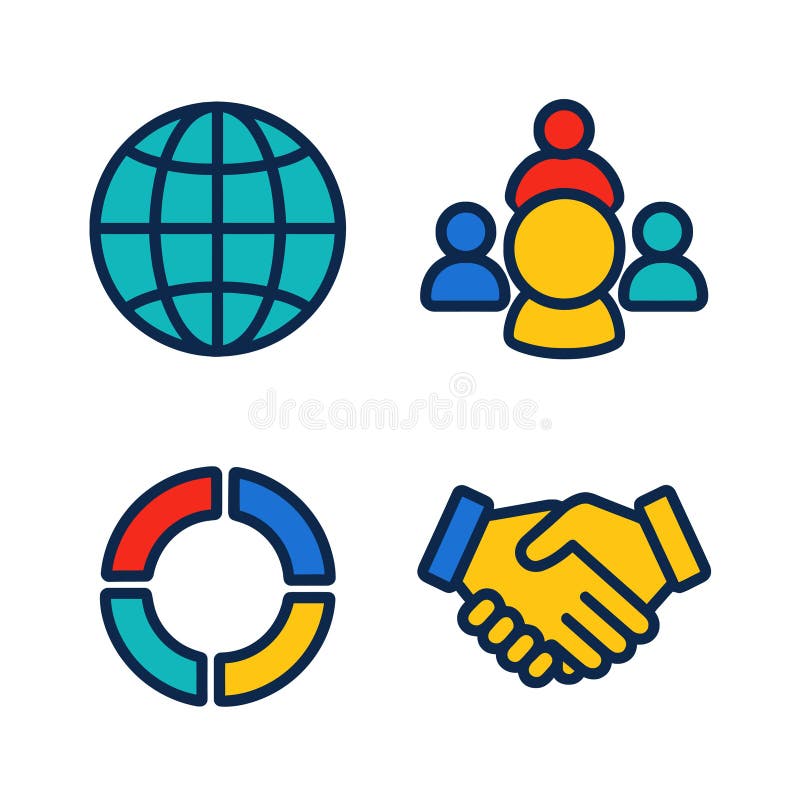 Icons for Global Networking and Collaborative Teamwork Stock ...