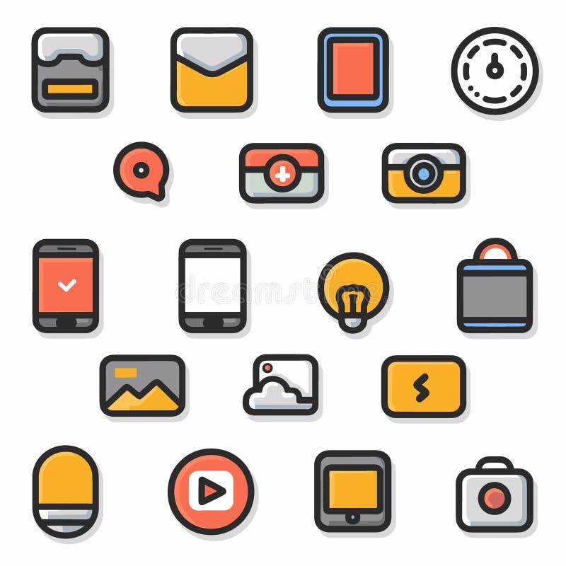 Collection of Icons for Various Devices and Apps Stock Vector ...