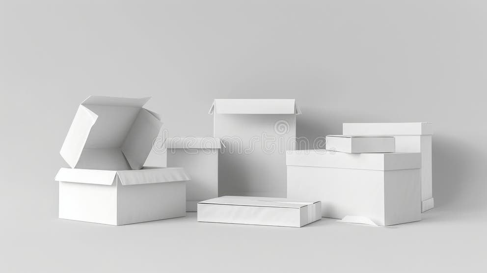A Collection of Identical White Boxes Lined Up Side by Side Stock Image ...