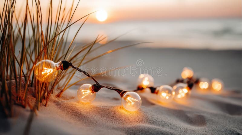 A Collection of Illuminated Light Bulbs Scattered Across Sandy Terrain ...