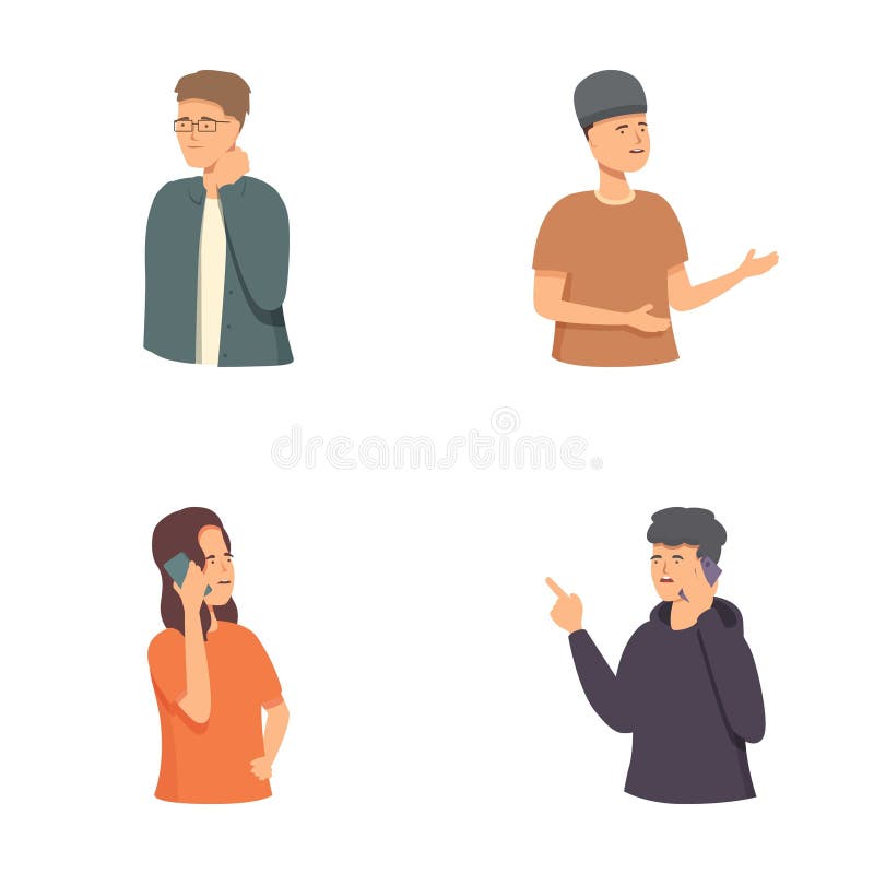 Set of Diverse People Gesturing and Communicating Stock Vector ...