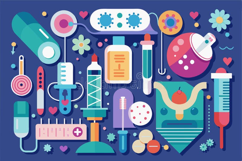 A Collection of Illustrated Contraception Methods Featuring Various ...