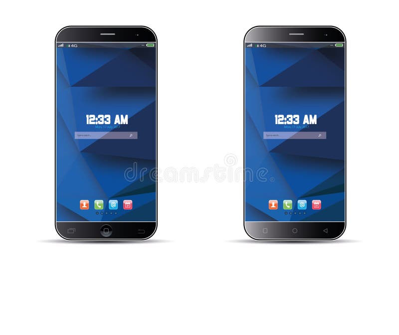 Set of Realistic Vector Android Mobile Phone Touch Screen Illustration ...