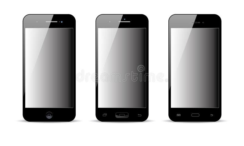 Set of Realistic Vector Android Mobile Phone Touch Screen Illustration ...