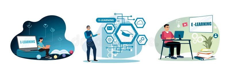 A Collection of Illustrations Depicting Online Learning. Innovative E ...