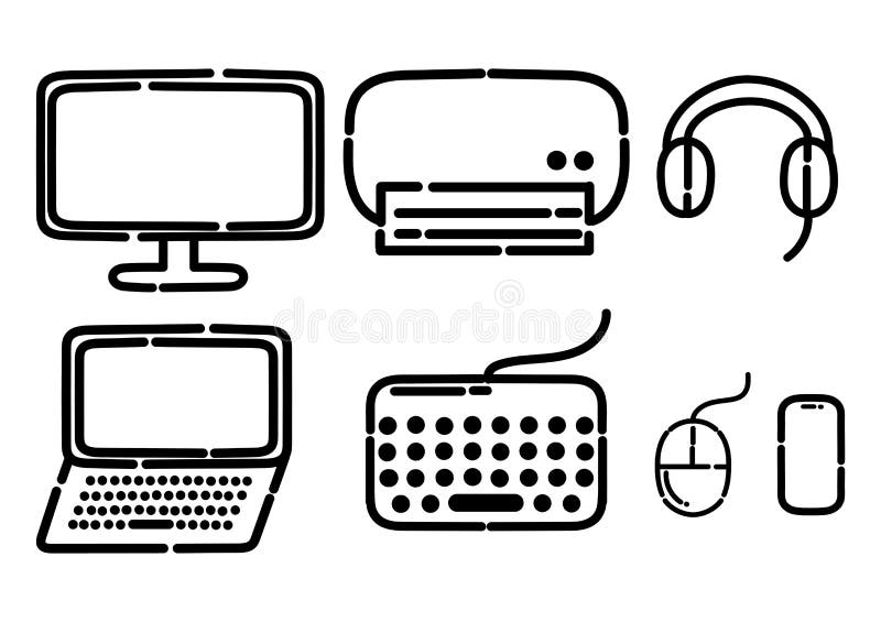 A Collection of Illustrations of Office Electronic Equipment Stock ...