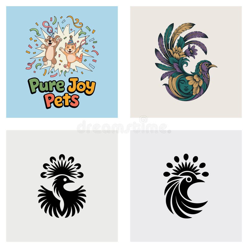 A Collection of Illustrative Logos Featuring Playful Animals Elegant ...