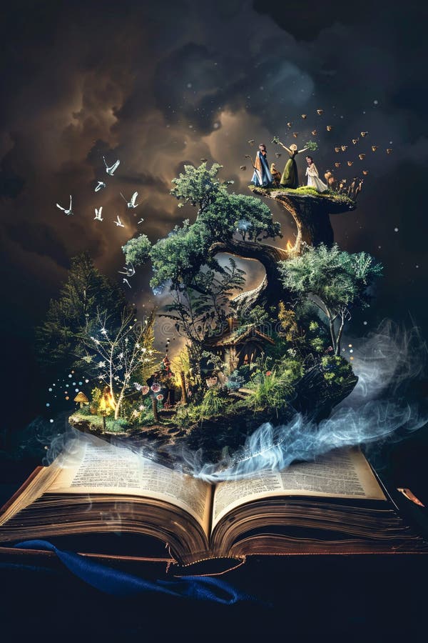 "Enchanted Storybook Castle Emergence" "Open Book with Fairytale Forest ...
