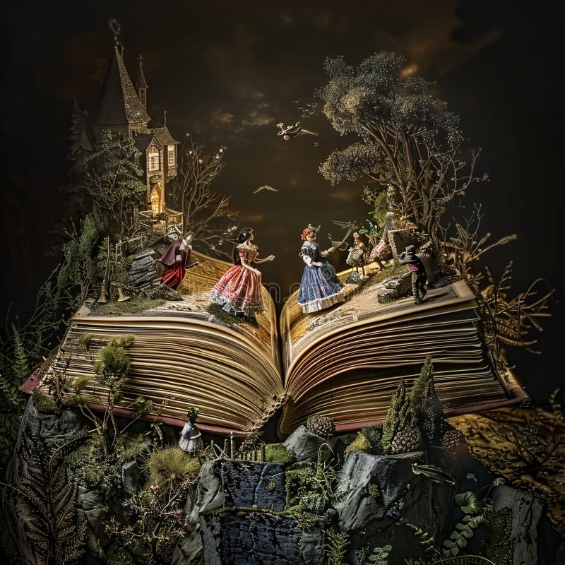 "Enchanted Storybook Castle Emergence" "Open Book with Fairytale Forest ...