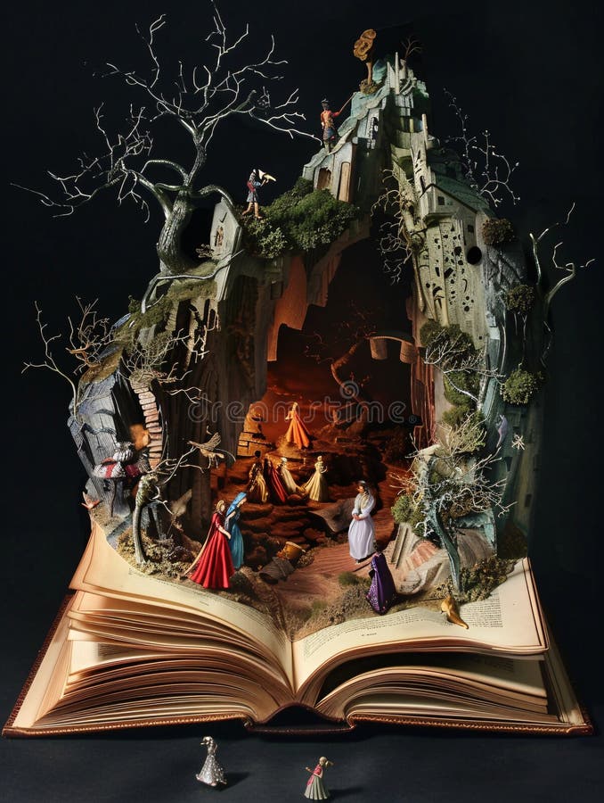 "Enchanted Storybook Castle Emergence" "Open Book with Fairytale Forest ...