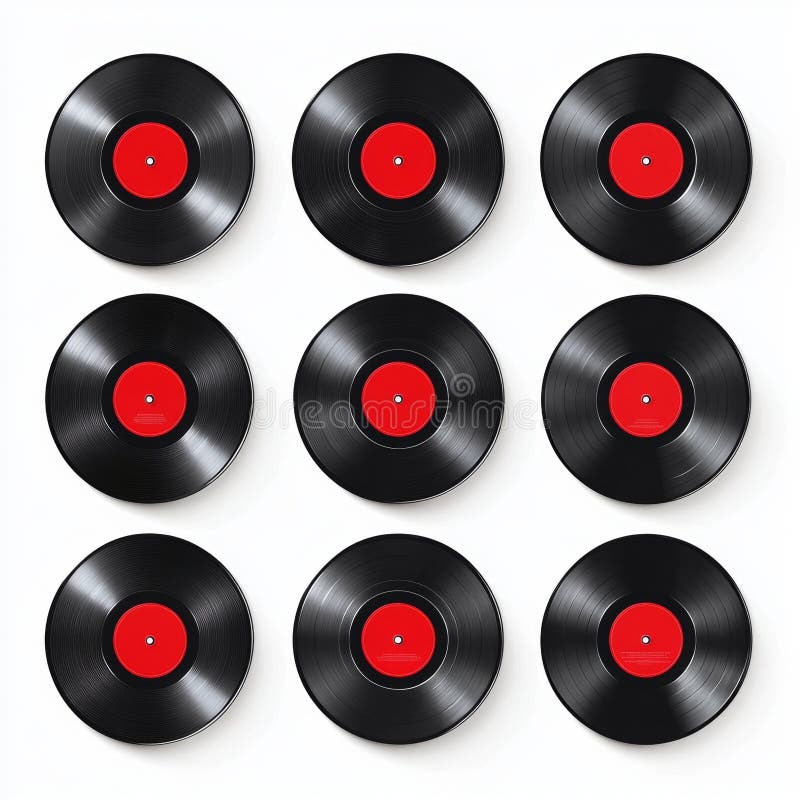 The Collection Includes Vinyl Records in Different Iconic Designs Stock ...