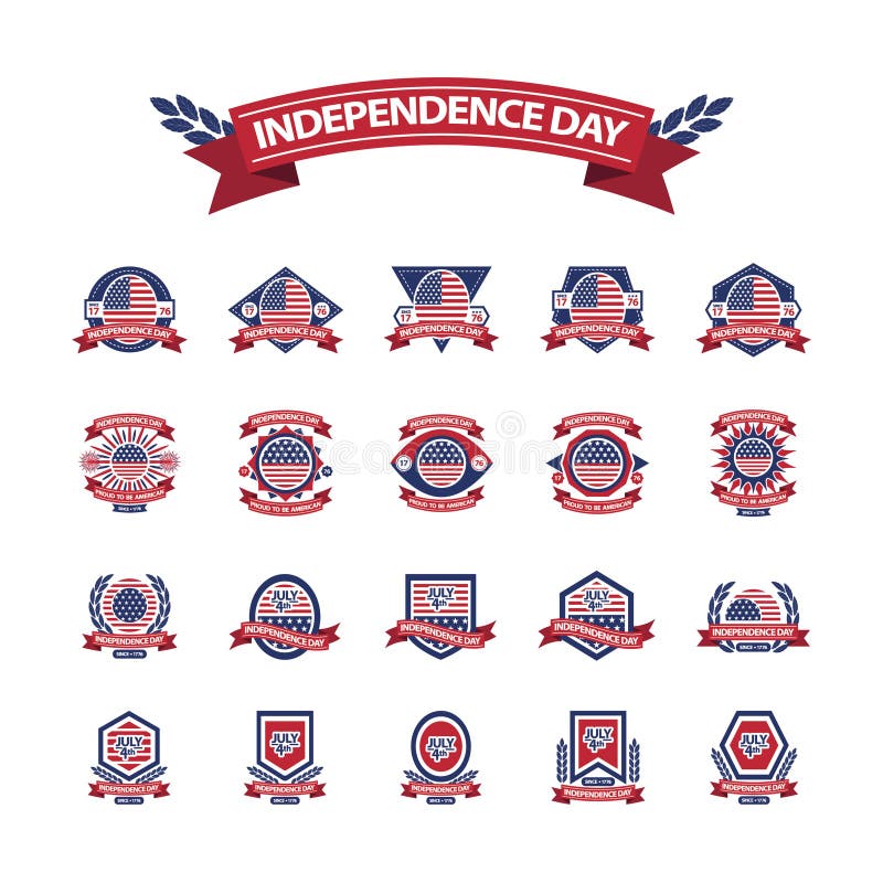 Collection of Independence Day Labels. Vector Illustration Decorative ...