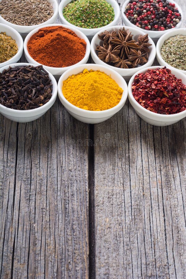 Colection of indian spices stock image. Image of leaf - 104945163