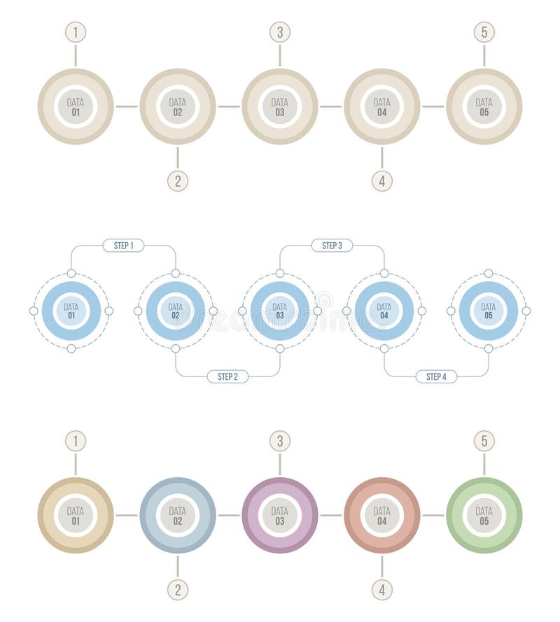 Collection of Infographic Design Templates with 5 Options, Steps or ...