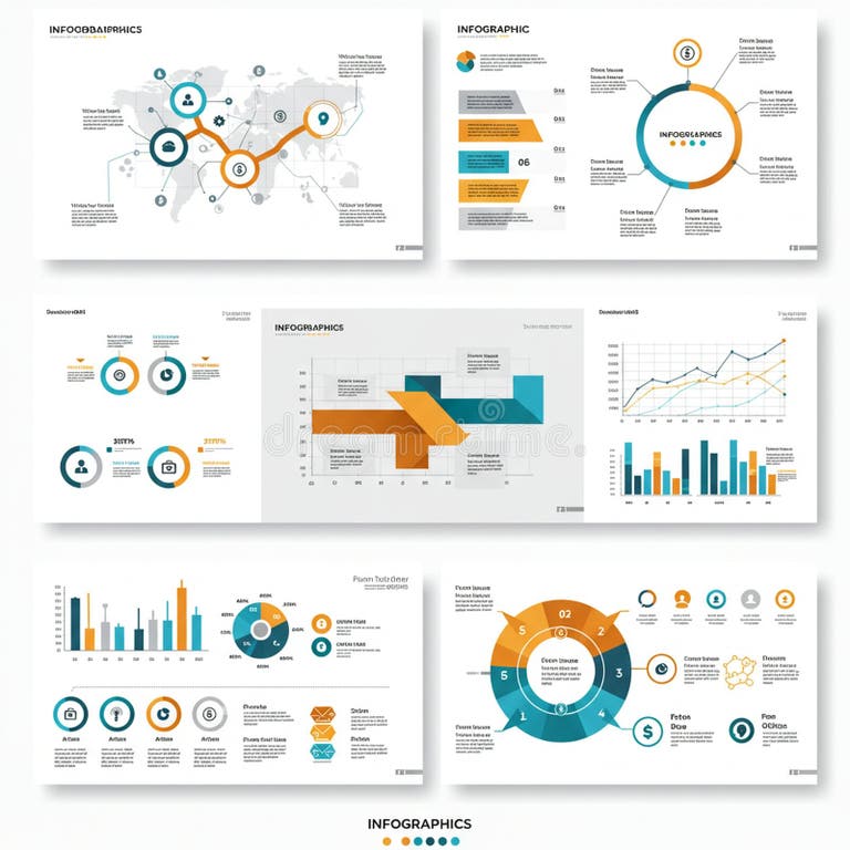 Collection of Infographics Presenting Various Data Visualizations. it ...