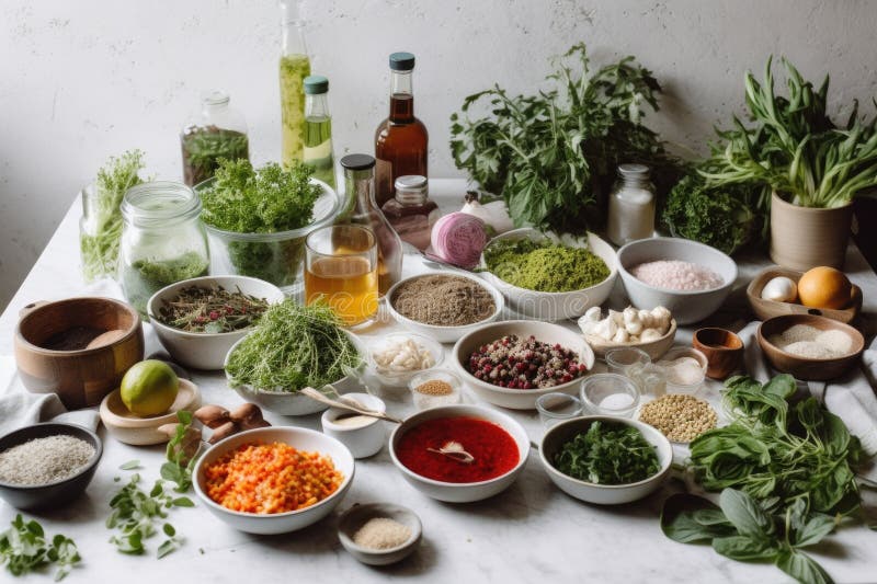 Collection of Ingredients that Make Up a Deconstructed Recipe ...