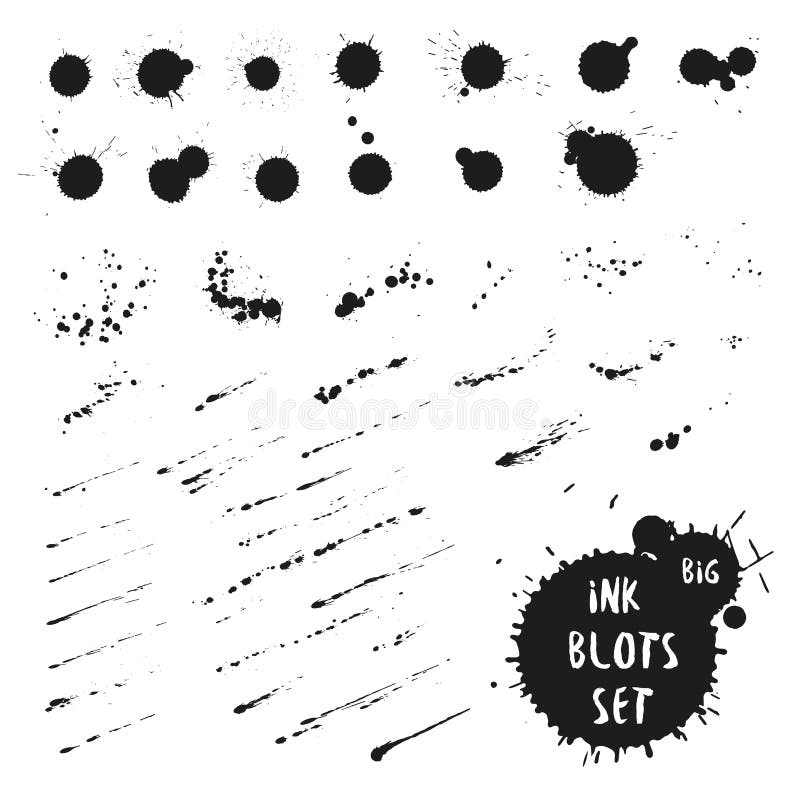 Collection of Ink Spatter Blots, Hand Made with. Stock Vector ...