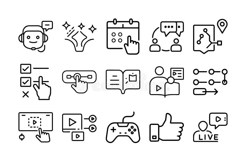 Set of Interactive Icon on White Background Stock Illustration ...
