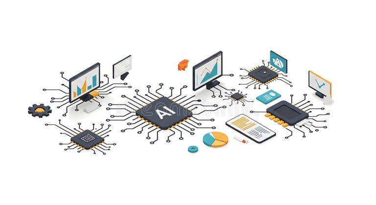 A Collection of Interconnected Computer Components Illustrating ...