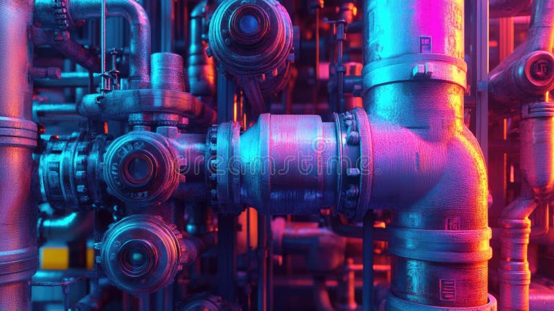 Connected pipe bundles stock image. Image of generated - 380422059