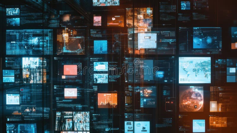 A Collection of Interconnected Screens Shows Various Social Media App ...