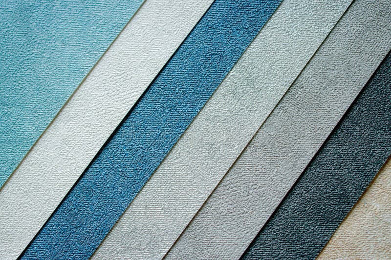 A Collection of Interior Wallpaper Samples in Textured Blue Shades ...