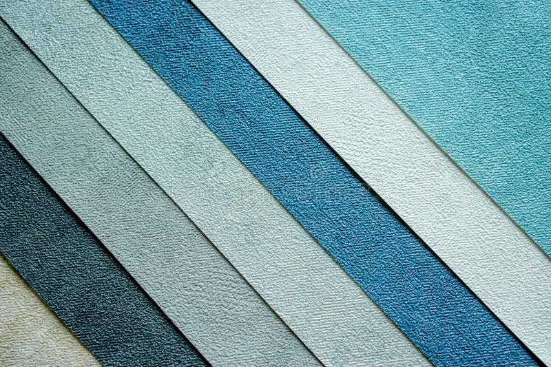 A Collection of Interior Wallpaper Samples in Textured Blue Shades ...