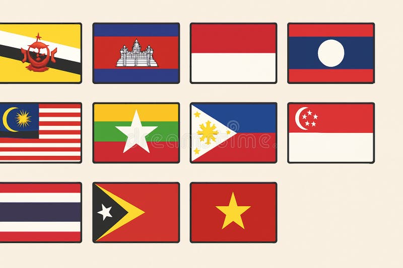 Collection of International Flags in Southeast Asia Stock Illustration ...