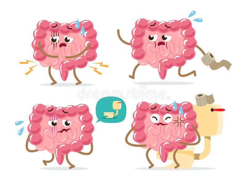 Collection of Intestine Cartoon Characters Have Diarrhea . Vector Stock ...