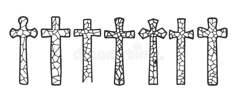 Collection of Intricate Mosaic Cross Designs Set on White Background ...