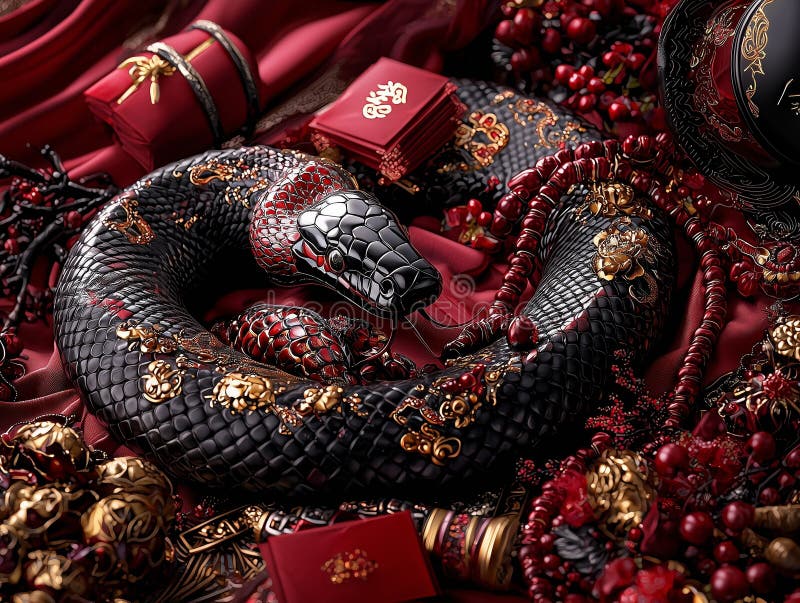 Chinese Zodiac Snake-Themed Vector Art Collection Stock Illustration ...