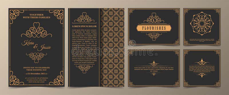 Collection Invitation Card Vector Design Vintage Style Stock Vector ...