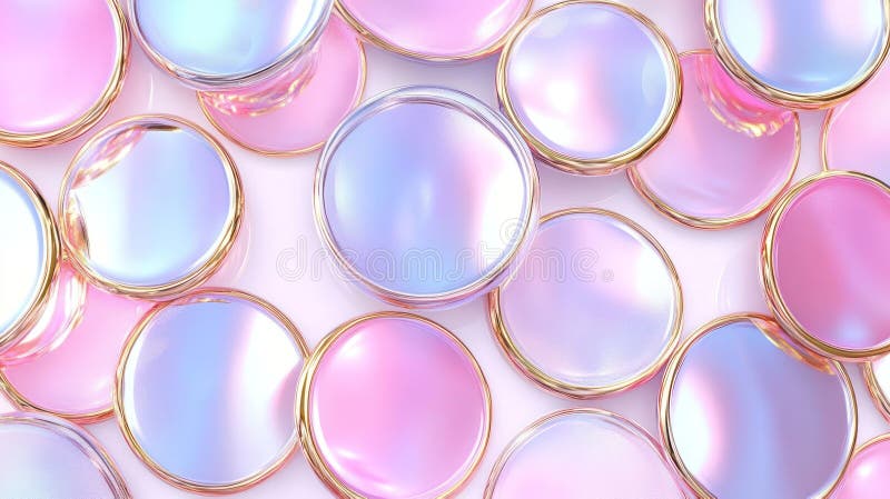 A Collection of Iridescent, Circular Objects with Pink and Purple Hues ...