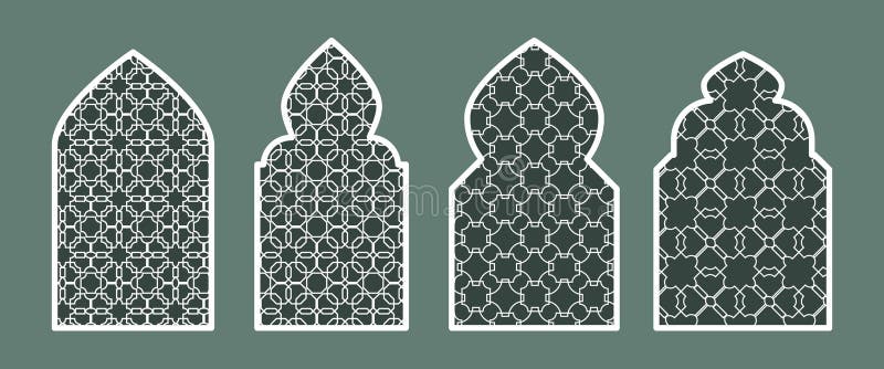 Collection of Islamic Windows and Arches in the Oriental Ramadan Style ...