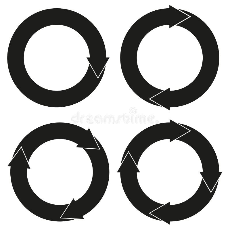 Collection of 4 Isolated Black Round Arrows Stock Illustration ...