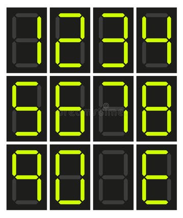 Collection of 12 Isolated Digital Numbers Font Stock Vector ...