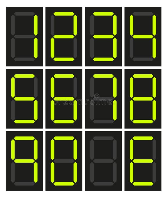 Collection of 12 Isolated Digital Numbers Font Stock Vector ...