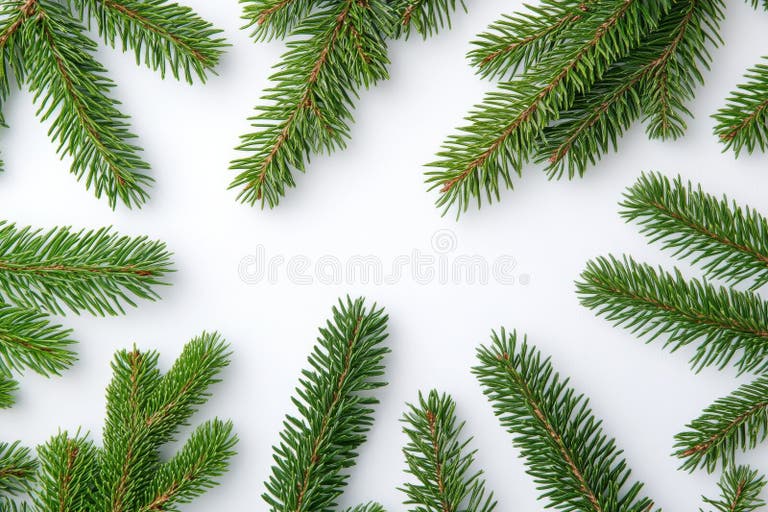 Collection of Isolated Pine and Fir Tree Branches on a White Backdrop ...