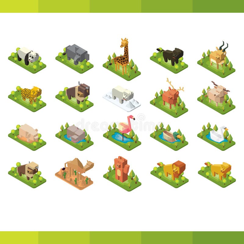Isometric Animals Illustration Stock Vector - Illustration of isometric ...