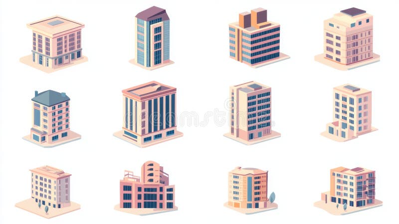 Isometric Buildings stock illustration. Illustration of structure ...
