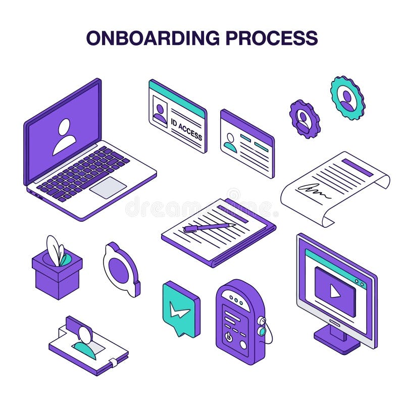 Onboarding Process Isometric Icons Set for New Employee Welcome Stock Vector - Illustration of ...